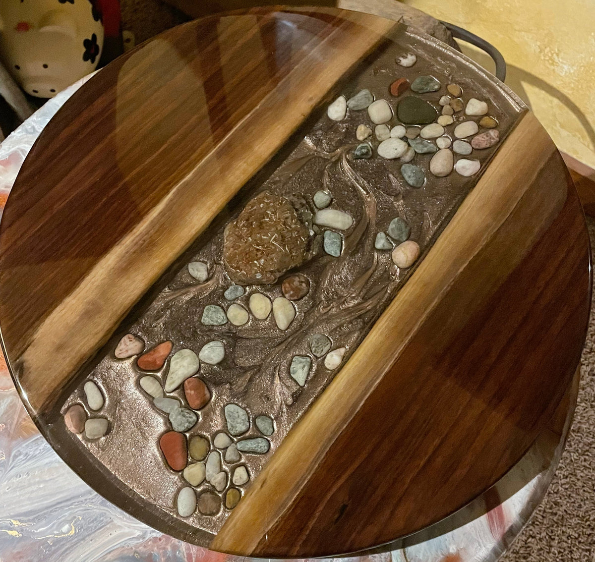 Live Edge Natural Wood and Epoxy Resin Lazy Susan | Reclaimed Bless...